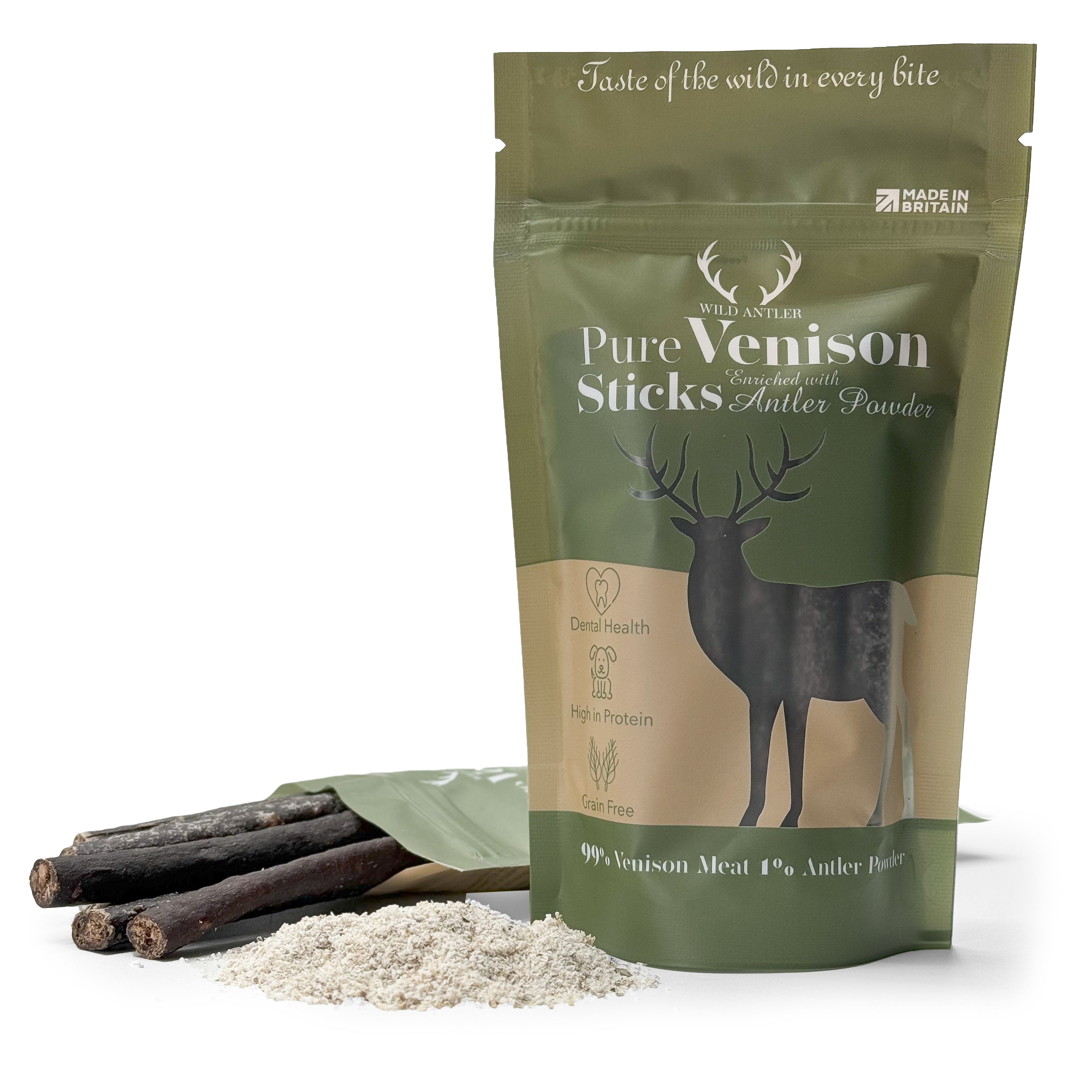 Pure Venison Sticks - Enriched with Antler Powder – Natural Dog Chew