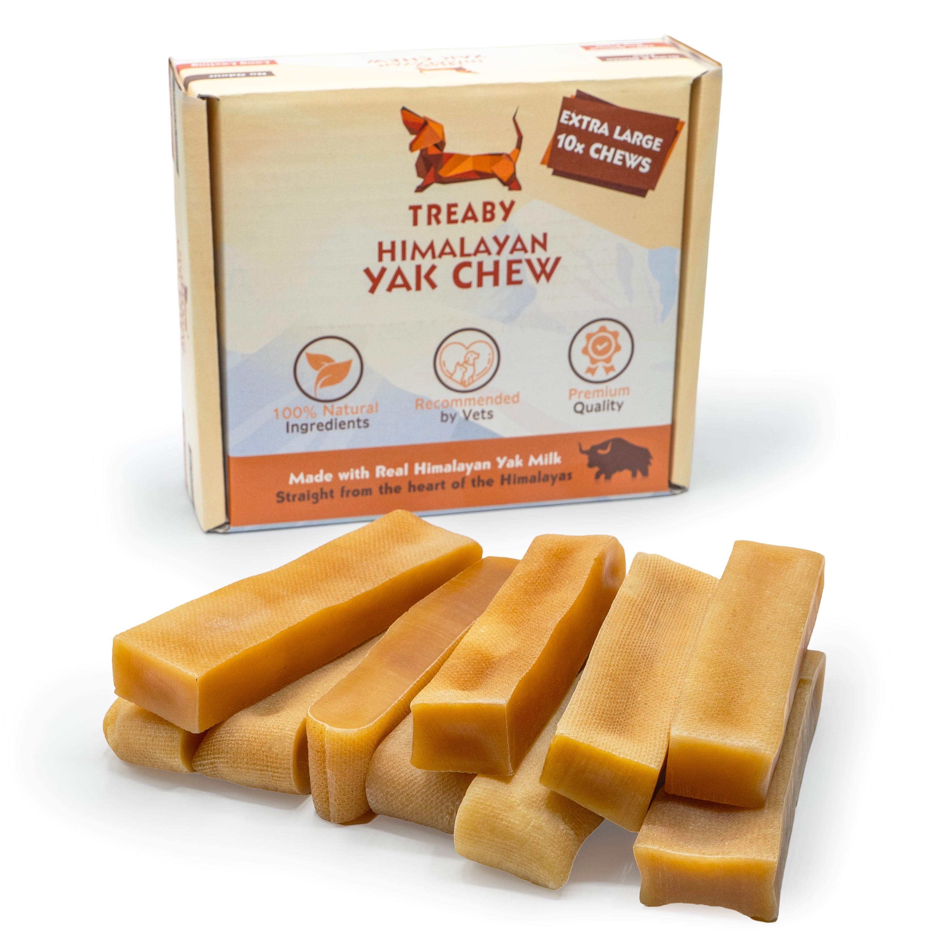 TREABY Himalayan Yak Chew Box -Extra Large ( pack of 10) – Natural Dog Chew