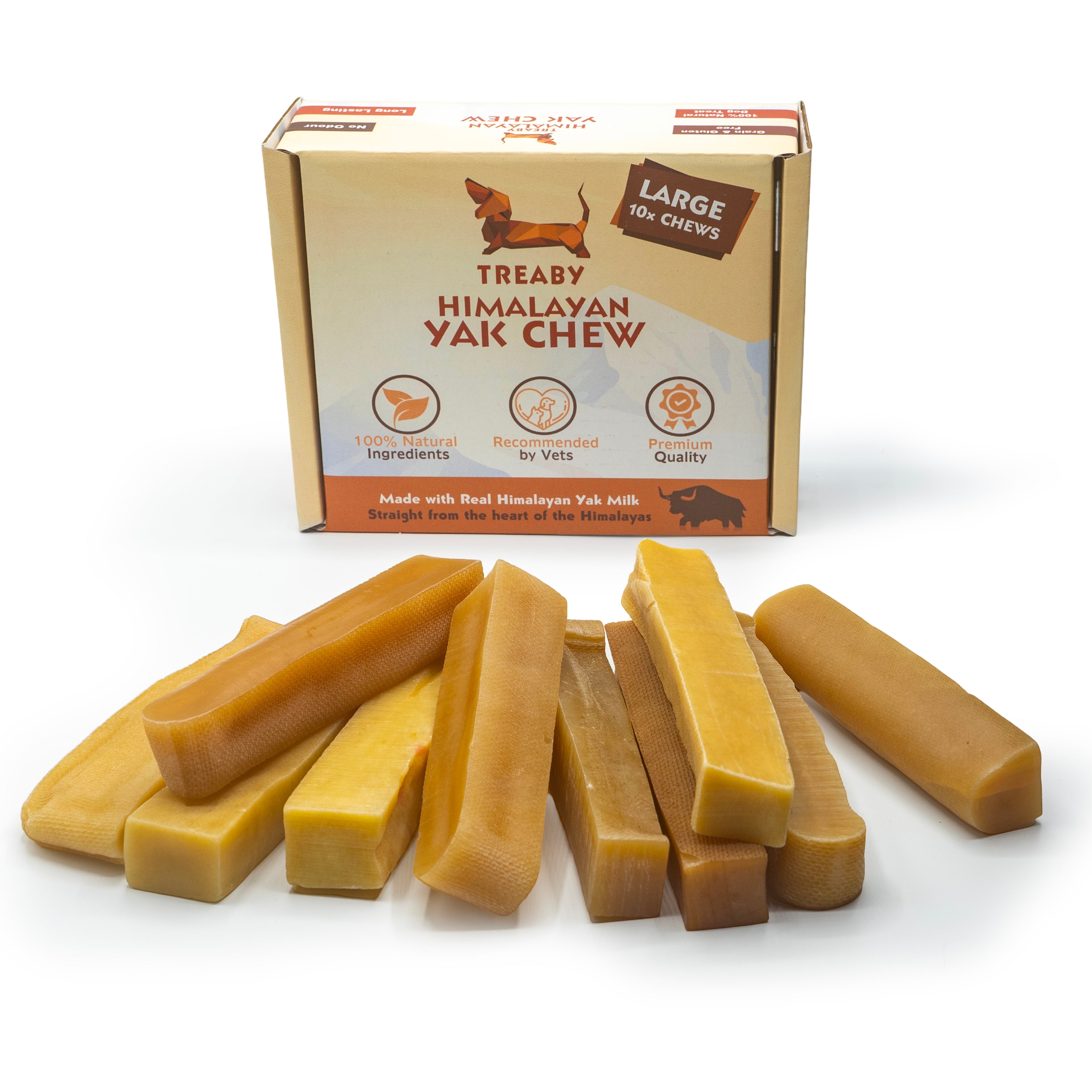 TREABY Himalayan Yak Chew Box - Large ( pack of 10) – Natural Dog Chew