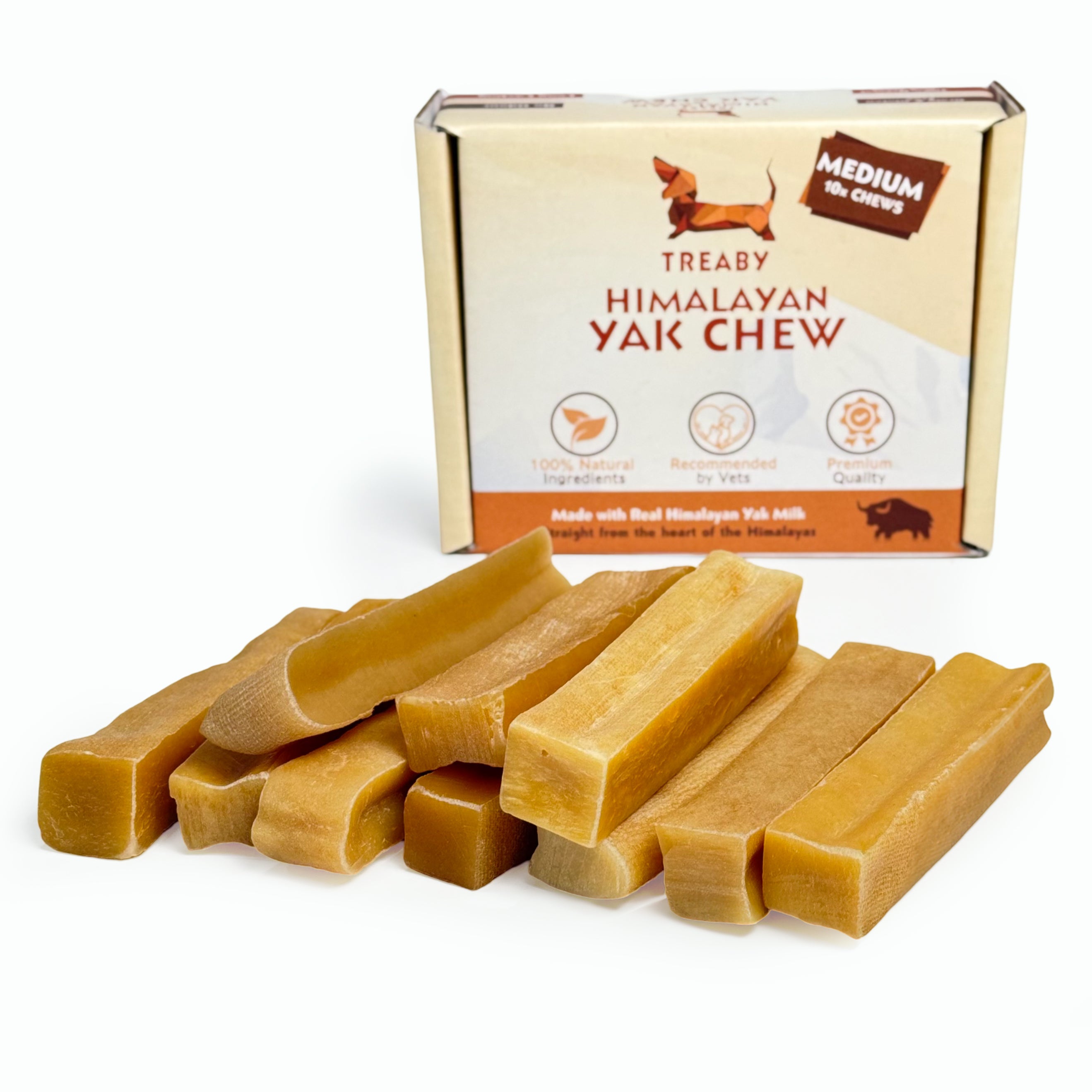 TREABY Himalayan Yak Chew Box - Medium ( pack of 10) – Natural Dog Chew